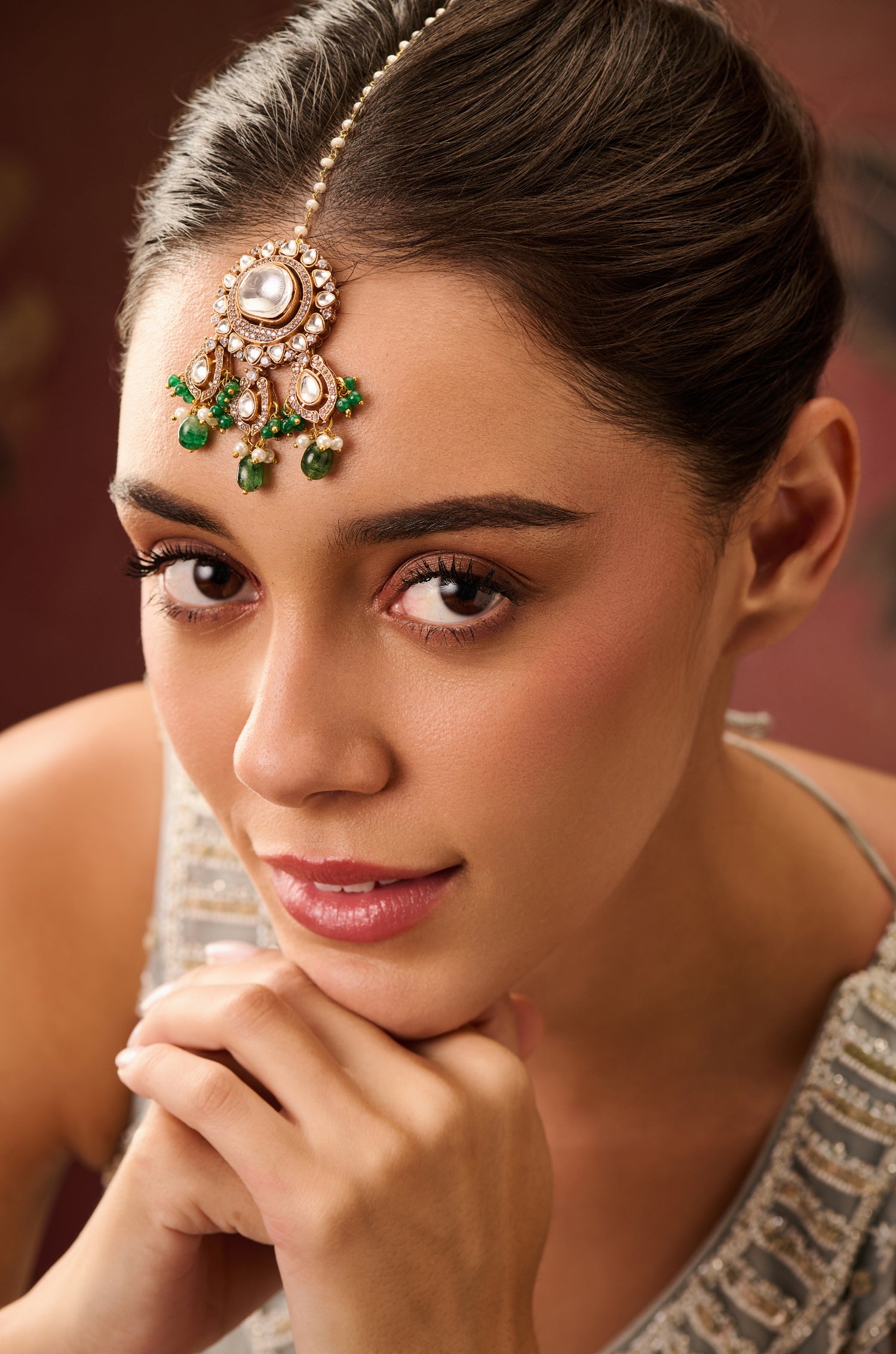 Amina Green Polki Maangtikka – Paisley Pop Shop