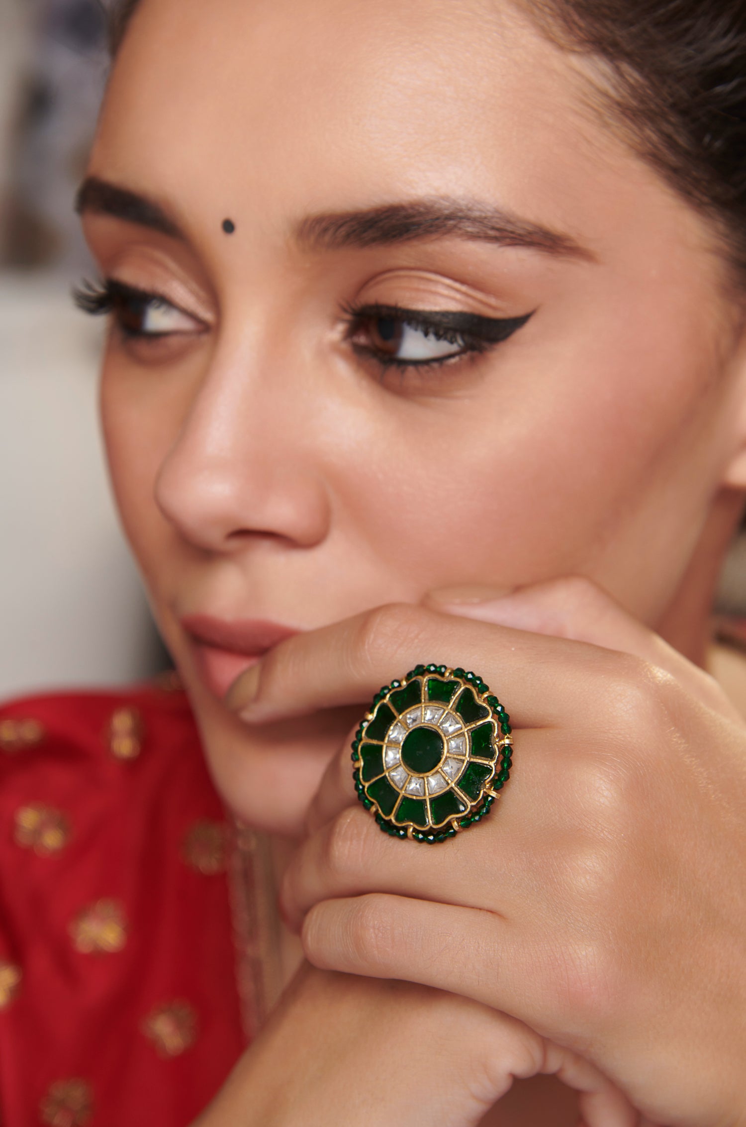 Omisha Green Kundan Ring – Paisley Pop Shop