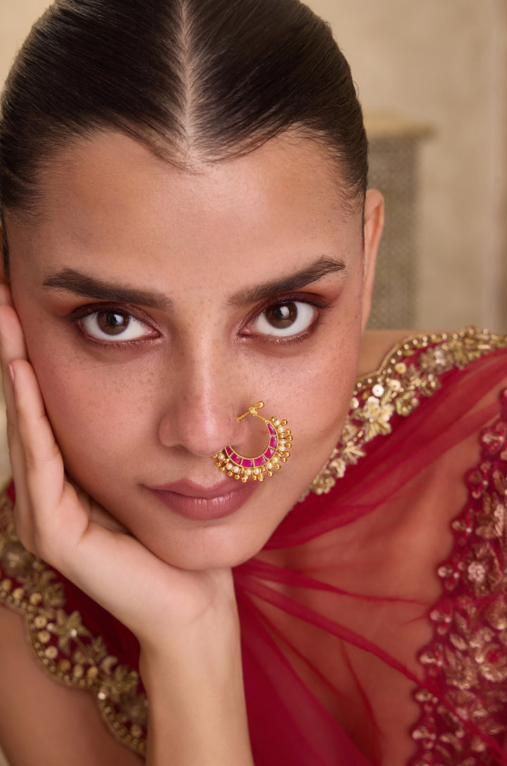 Sarah Red Kundan Nosepin – Paisley Pop Shop