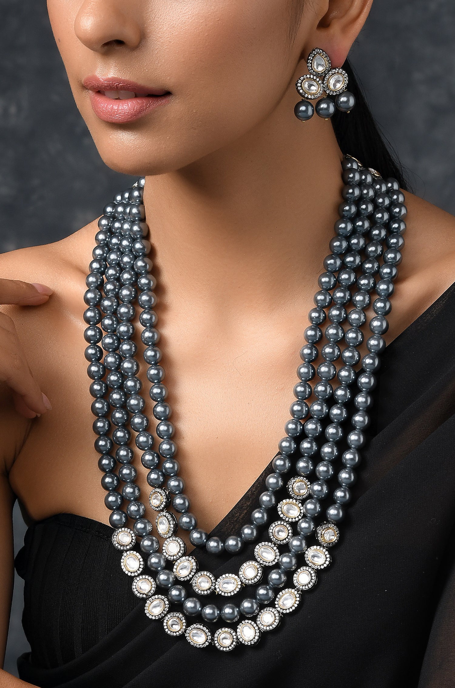 Chandni Layered Polki And Pearls Necklace Set – Paisley Pop Shop