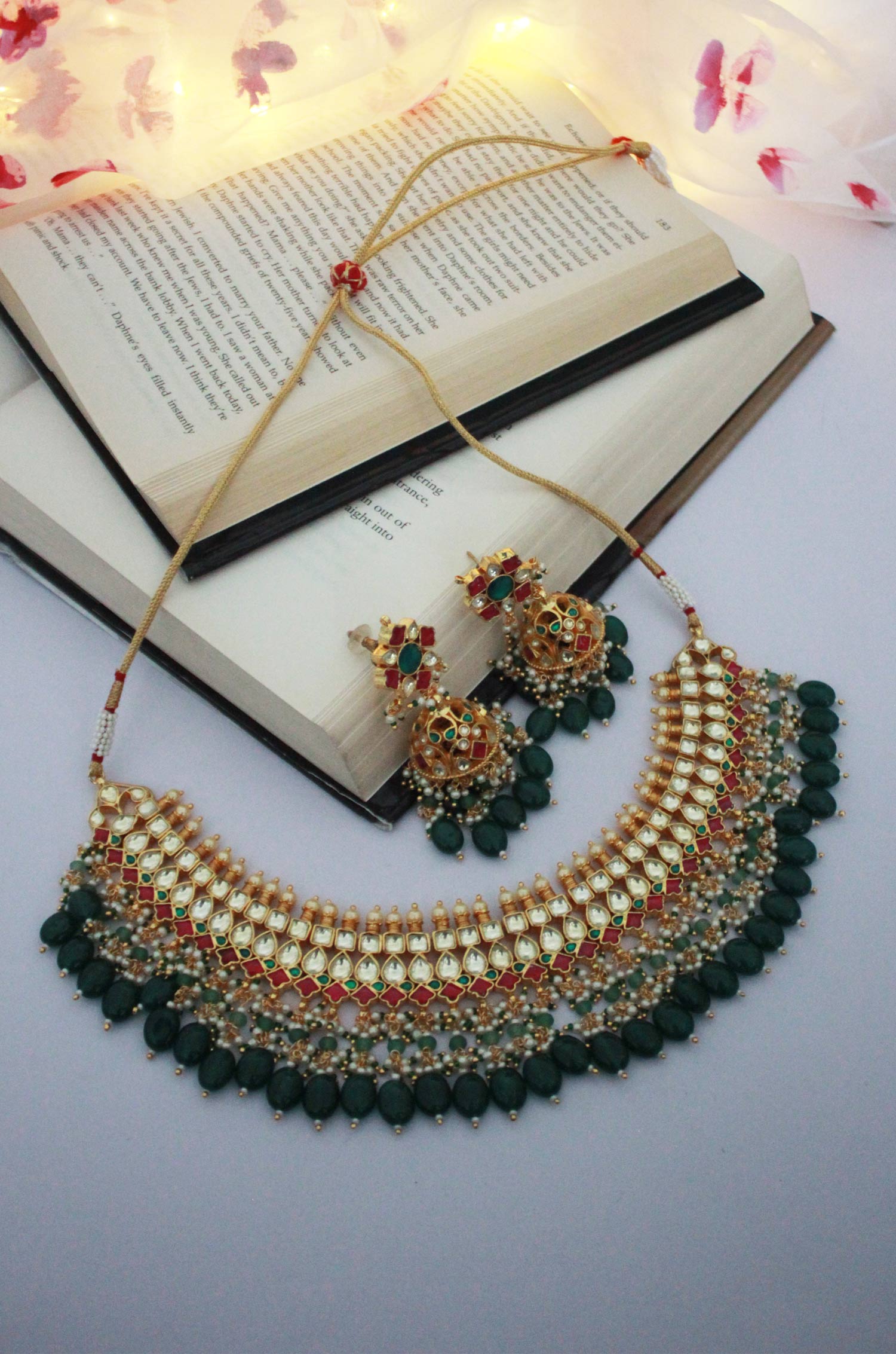 Reepal Green Kundan Necklace Set – Paisley Pop Shop