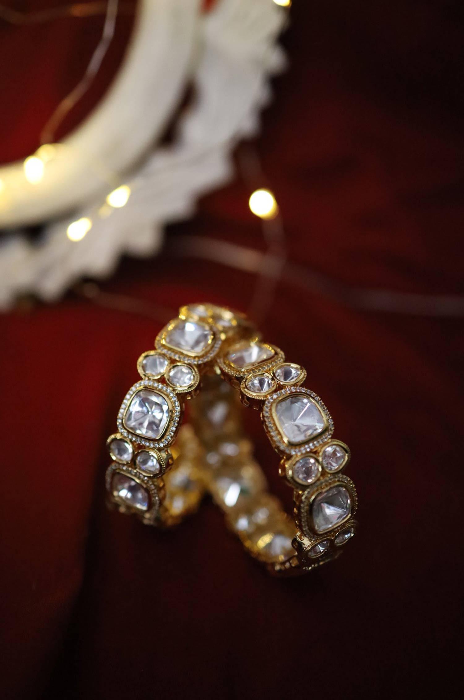 Fiza Gold Plated Uncut Polki Bangles - Set of 2 – Paisley Pop Shop